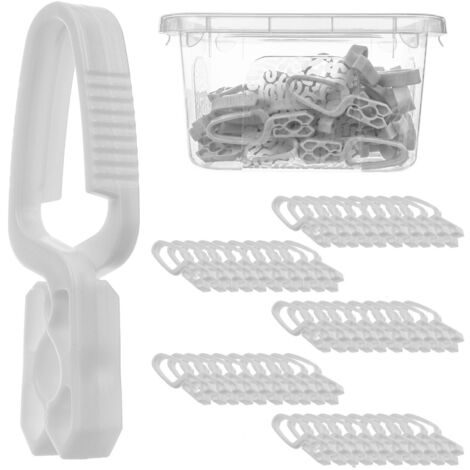 KADAX Clothes Pegs with Container, Plastic Pegs, White, 50 Pieces