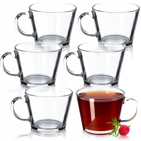 KADAX Tea Glasses, Water Glasses with Handles, Set of 6, Glass Cups, 380 ml