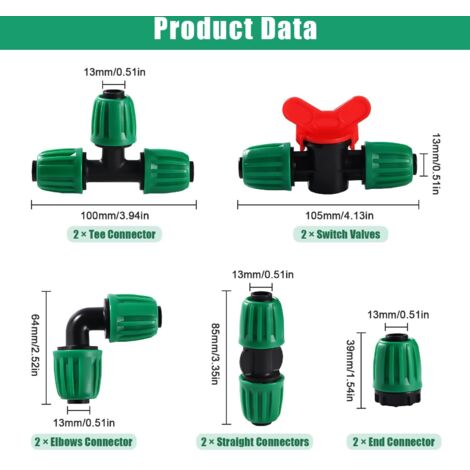 22 Pièces Raccords D'Irrigation pour Tube 13/16mm à 4/7mm, Connecteur ...