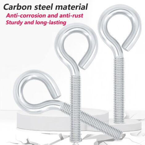 20 Pièces Boulons à Œillet M5 x 24 mm, Acier au Carbone Zingué, Anneaux ...