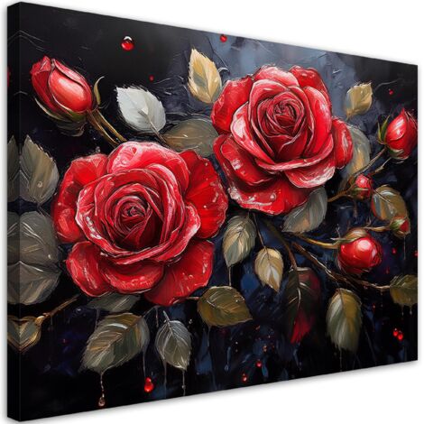 Cadre déco Fleur de rose rouge 60x40