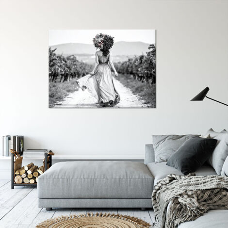 Tableau déco Femme avec des fruits sur la tête 100x70