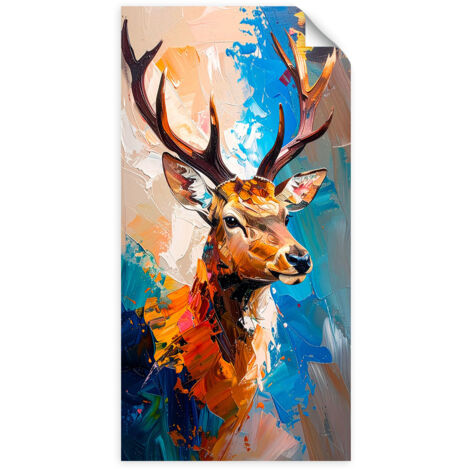 Poster autocollant Imitation peinture cerf nature 50x100