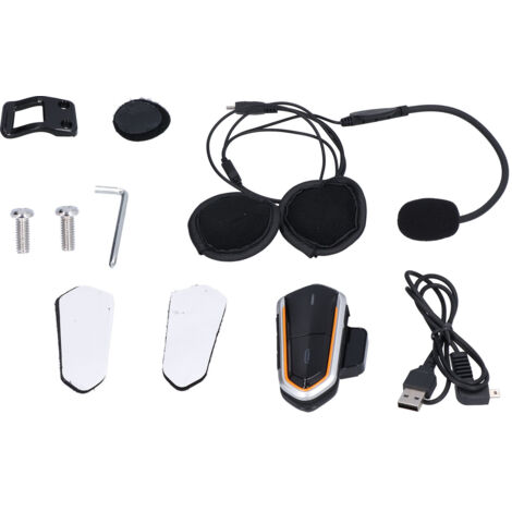 Casque moto Bluetooth QTBE6 écouteur sans fil Hi-Fi kit main libre noir ...