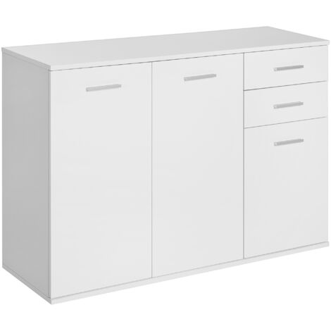 HOMCOM Buffet meuble de rangement 2 tiroirs coulissants blanc 2 ...