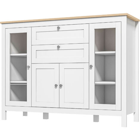 HOMCOM Buffet salon, meuble de rangement avec 1 placard double porte, 2 ...