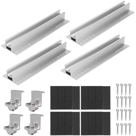 Support panneau solaire anti-corrosion fixation toit alu kit de 4 rails ...