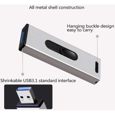 Clé USB stockage saturé solution 3.0 haute capacité 128 Go noir ...