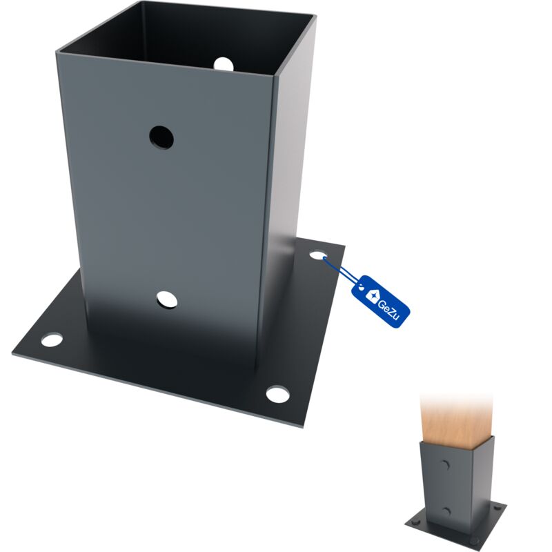 GeZu Impex Support Poteau a Visser Revêtement en poudre anthracite 91 x ...