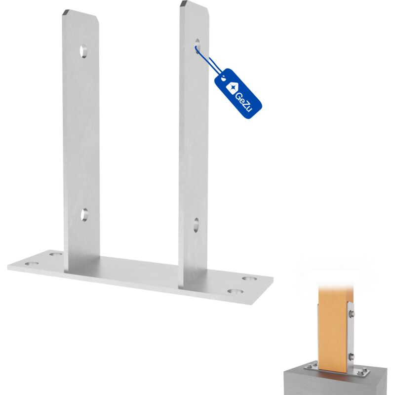 GeZu Impex Support de poteau U Acier Inoxydable 71 x 200 mm platine ...