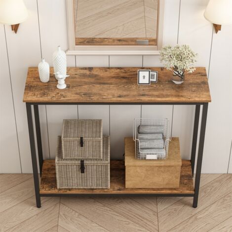 Konsole Tisch Regal mit Ablage Loft Industrial Rustikal Braun Schrank ...