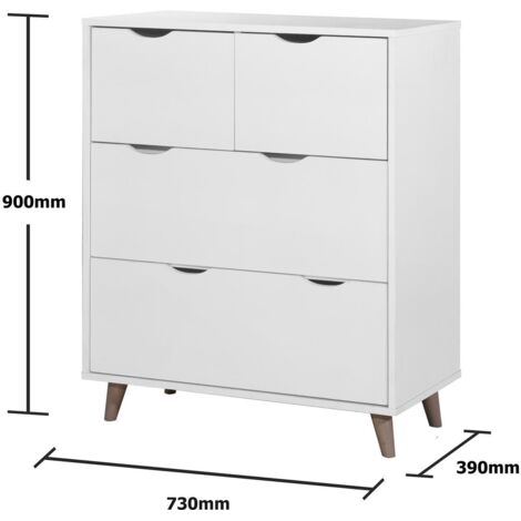 4 Drawer Chest White Scandinavian Style Storage Unit With Drawers Particle