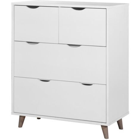 4 Drawer Chest White Scandinavian Style Storage Unit With Drawers Particle