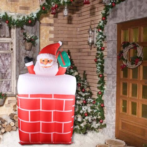 5FT Inflatable Santa Claus in Chimney Automatic Up and Down with LED ...