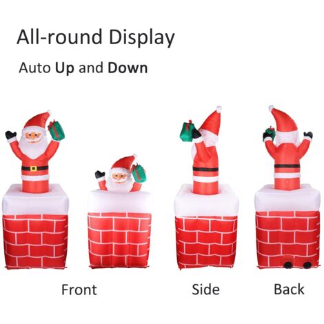5FT Inflatable Santa Claus in Chimney Automatic Up and Down with LED ...