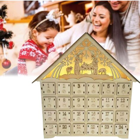 Advent Calendar with 24 Storage Drawers Countdown to Christmas,Light Up ...