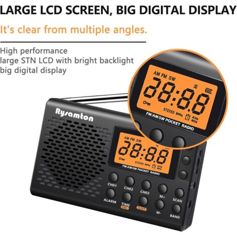 Radio Portable AM/FM/Ondes Courtes – Numérique avec Grand Écran ...