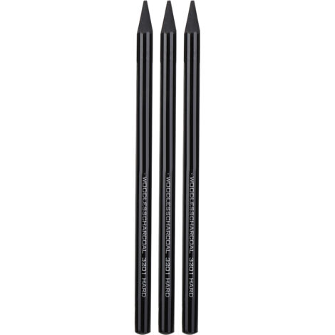 3 pièces Fusain Pur Carbone Professionnel - Crayons à Dessin Sans Bois ...