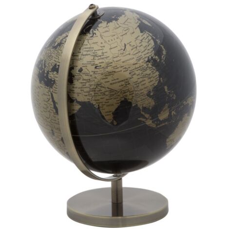 Globe décoratif industriel 25x34 cm noir et or avec base métal