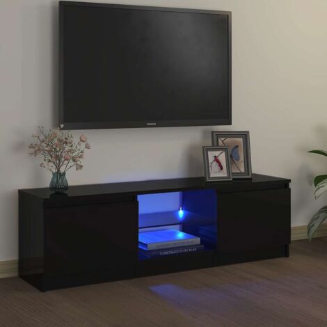 Meuble TV avec lumières LED Noir 120x30x36 cm, Noir, 804284