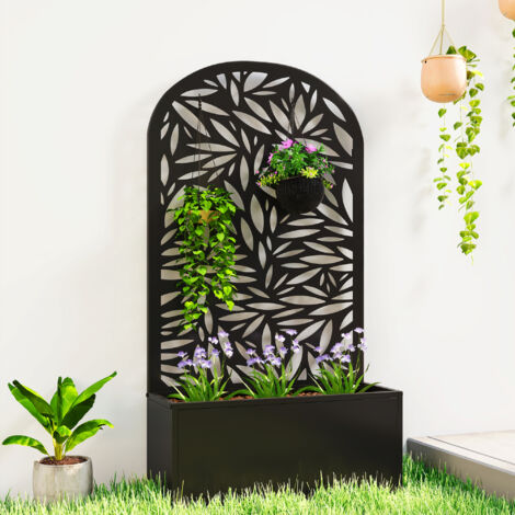 Jardinière haute en métal avec treillis, montage mural ou autoportant ...