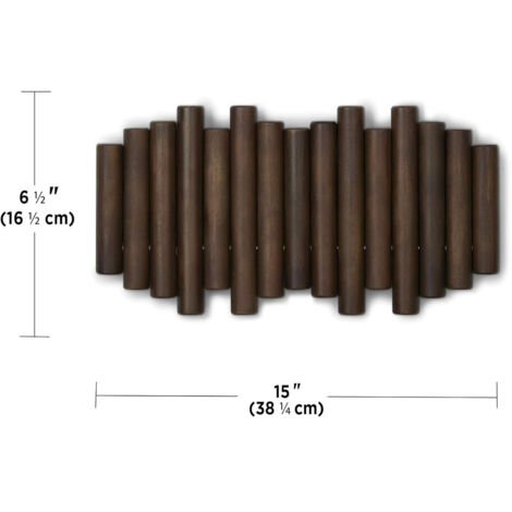Gancho de pared con 5 ganchos, madera natural, 37,1 x 16,5 x 4,4 cm ...