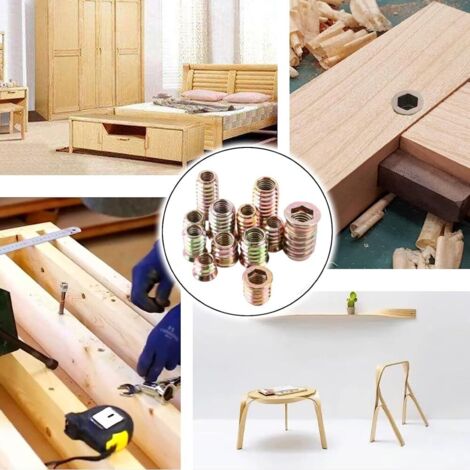 Inserto roscado M8 x 25 mm, inserto de madera, tuercas de tornillo ...