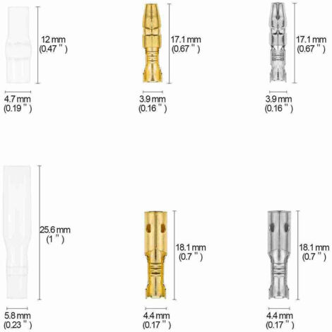 Sollbry 360PCS Laiton Bullet Connecteurs Kit, 3.9mm Bullet Terminal ...