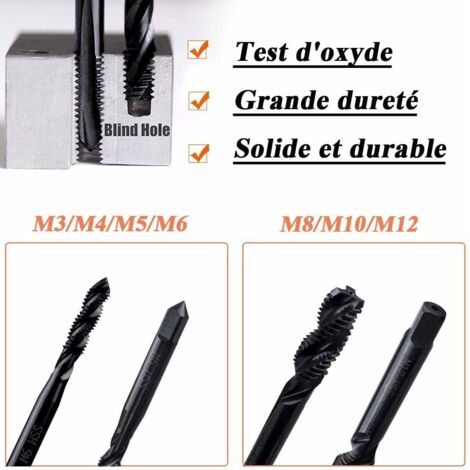 Sollbry 7PCS Tarauds à Filetage Hélicoïdal en Nitrure M3 M4 M5 M6 M8 ...