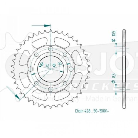 Couronne de chaîne Honda 125 CG pour rénovation transmission Esjot ...