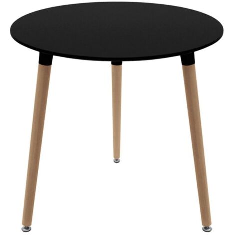 Black Friday - Conjunto Mesa Tower Redonda 80 cm Negra y Pack 2 Sillas Synk Basic - Negro