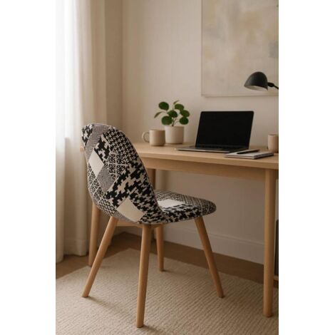 Sillas Comedor - Silla Synk Patchwork - Patchwork blanco y negro