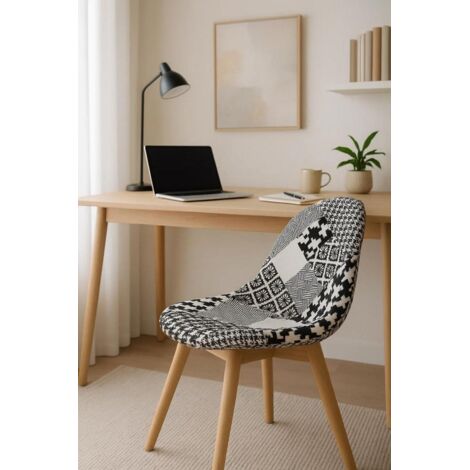 Sillas Comedor - Silla Synk Patchwork - Patchwork blanco y negro