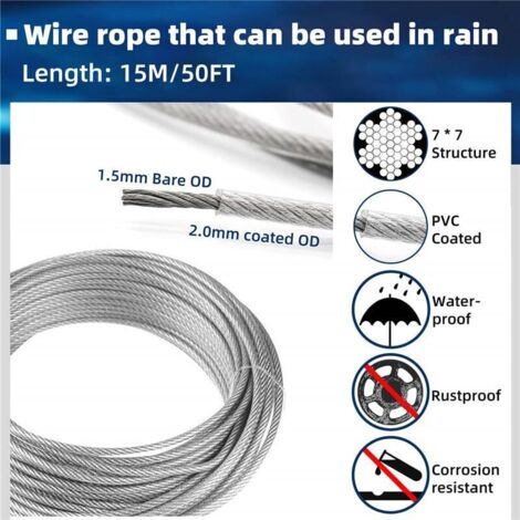 Ensemble de corde métallique multifonctionnelle en 1 pièce, corde de ...