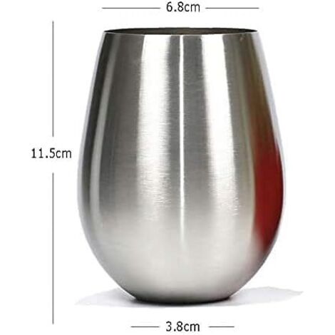 Lot de 4 verres à vin incassables en acier inoxydable 18/8 Rouge et ...