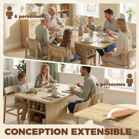 Table à manger extensible avec étagères pour optimiser votre cuisine ...
