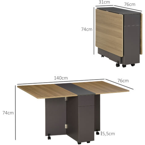 Table pliante gain de place roulette pour ranger vaisselle et repas ...