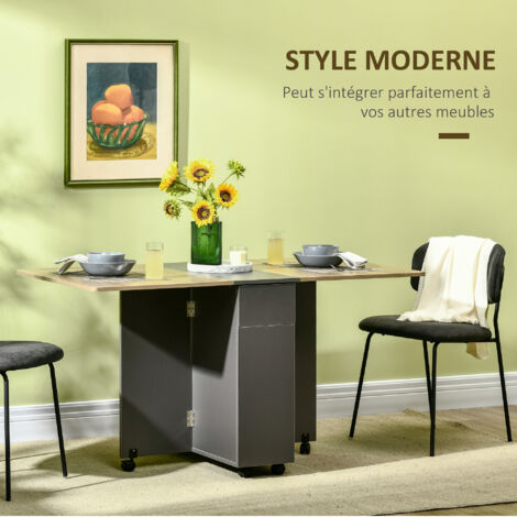 Table pliante gain de place roulette pour ranger vaisselle et repas ...