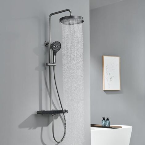 Colonne Douche 3 Fonctions Ensemble de Douche Mural Gris Système Kit de ...