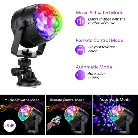 Lampe de Scène,Boule Disco de Commande Vocale 15 Effets d'Eclairage LED ...