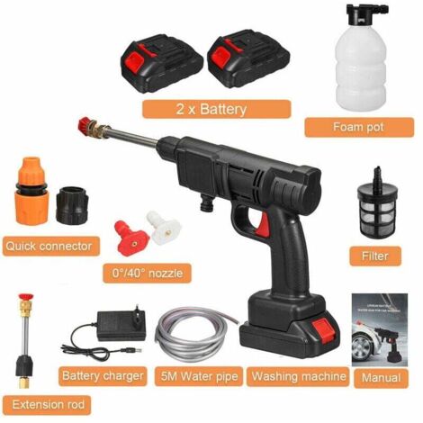 Nettoyeur haute pression sans fil 2 batteries 5000mAh pour jardin ...