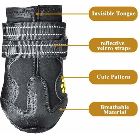 4 pcs Bottes Chien,Chaussures pour Chiens imperméables avec Brets ...