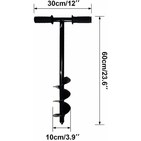 Tarière de jardin manuelle, 10x60cm Tarières de jardin Foret hélicoïdal ...