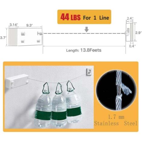 Corde à linge rétractable ABS + Sèche-linge en aluminium avec double ...