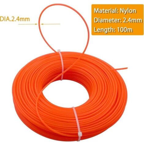 100m Fil Coupe Bordures 2,4 mm Diamètre Fil pour Débroussailleuse Nylon