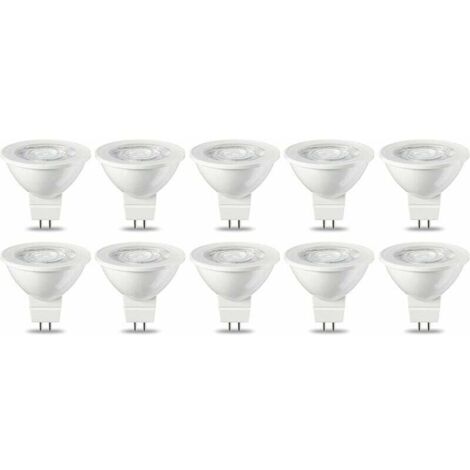 Lot de 10 ampoules LED GU5.3 MR16 5 W Blanc chaud non dimmable, 220 V ...