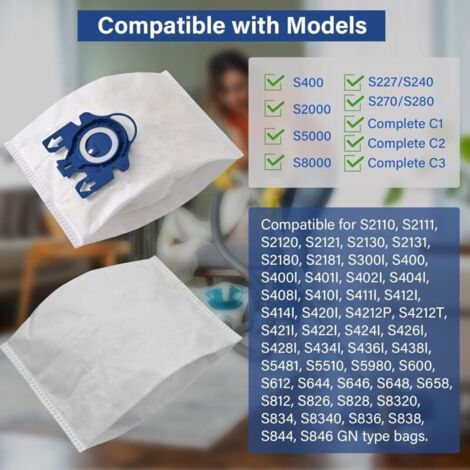 16 sacs d'aspirateur pour aspirateurs Complete C2 Complete C3, S227 ...