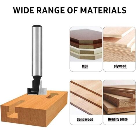 6mm Fraise en Rainure en T, Routeur à Rainure en T Forme Routeur Bits, 3Pcs (8/9.52/12.7mm ...