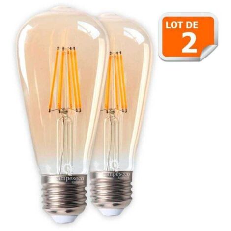 Lot de 2 Ampoules LED Style Vintage Teardrop ST64 Doré 7 Watts Blanc ...