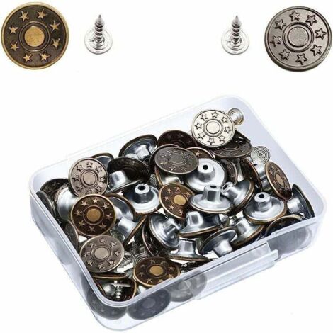 Bouton de Jeans,50 Ensembles 17mm Metal Denim Vêtements Boutons Tack ...